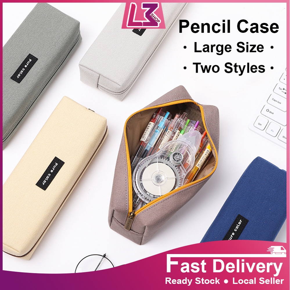 Ready Stock Simple Large Capacity Mesh Office Student Zipper Pencil Box ...