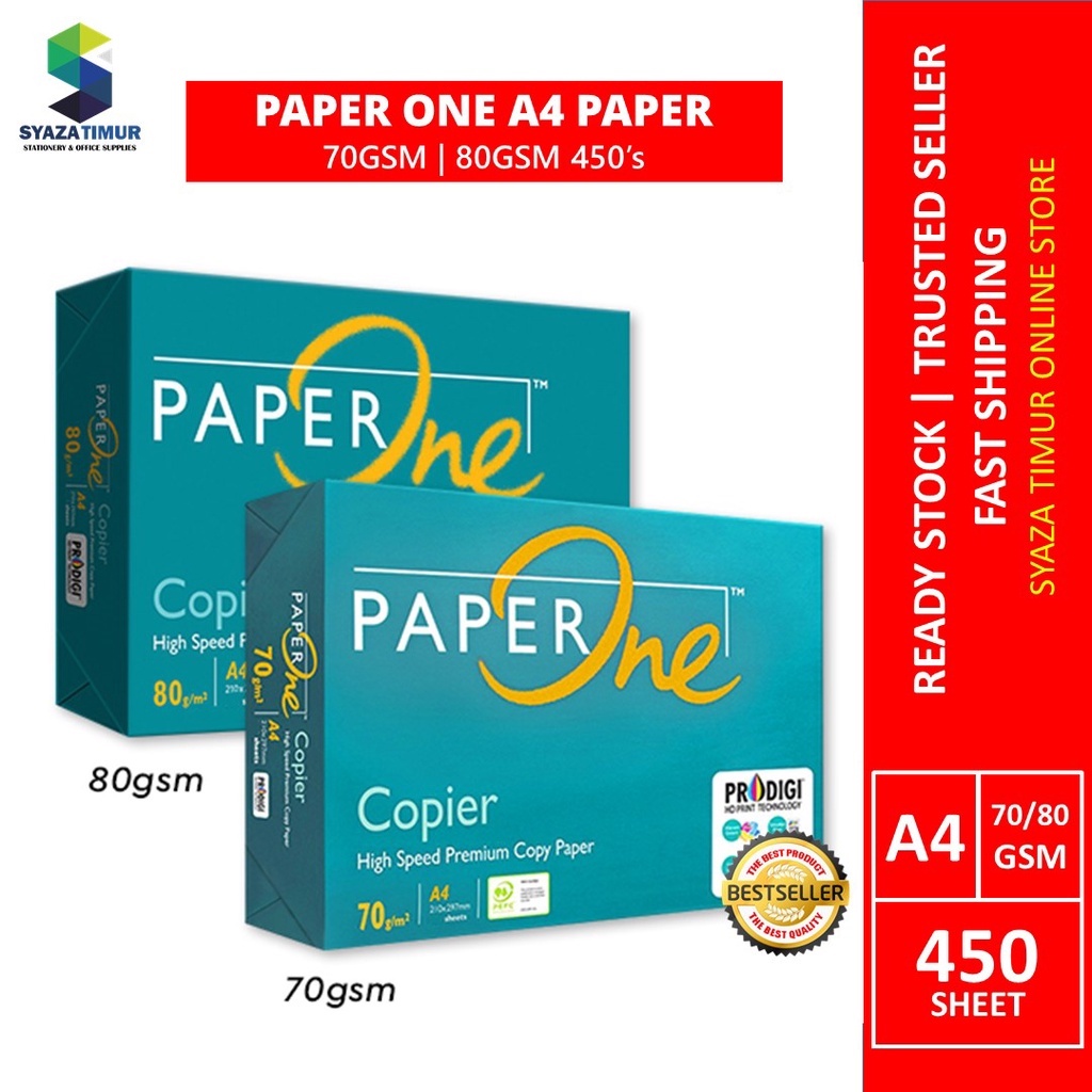 [ST-GR MY] Paper One A4 Paper 70GSM / 80GSM 450's 500's /Kertas ...