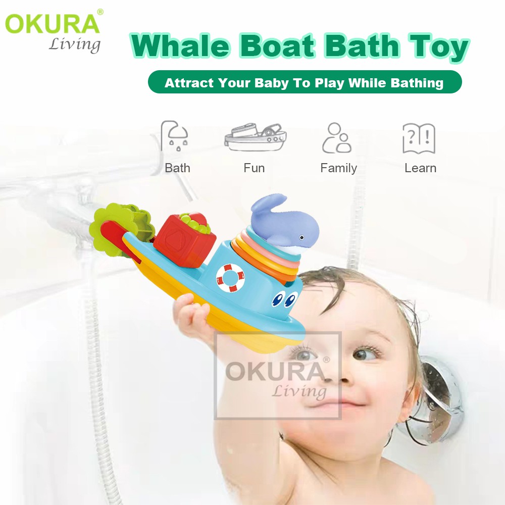 OKURA Baby Duck / Whale Boat / Rocket Shower Sprinkling Water Spray ...