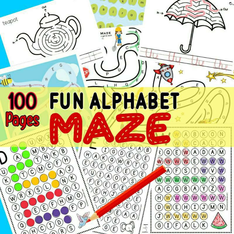 Printable Alphabet Maze 100+ Pages Activity Worksheets for Kindergarten ...