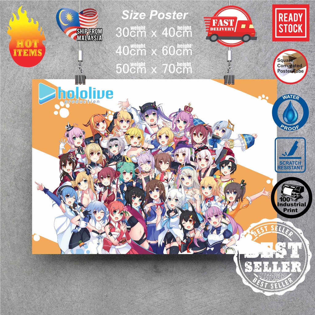 (READY STOCK) Hololive Production poster | Anima Wall Deco poster ...