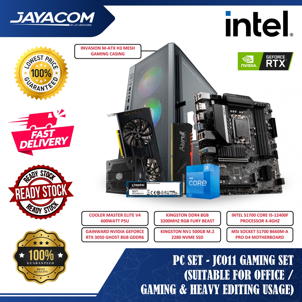PC Set - JC011 Gaming Set (Suitable For Office / Gaming & Heavy Editing ...