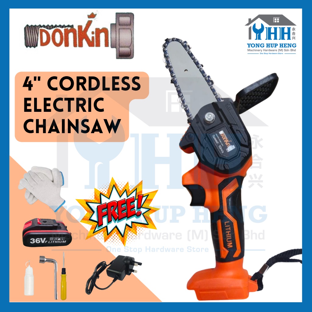 DONKIN 36V Cordless Electric Chainsaw 4" | Portable Mini Chain Saw ...