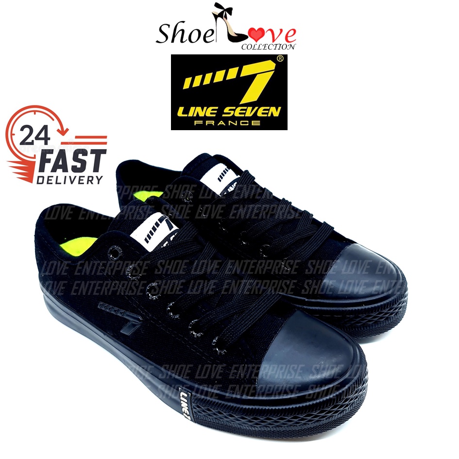 🔥Ready Stock🔥 LINE SEVEN KASUT KANVAS SEKOLAH HITAM LINE 7 BLACK SCHOOL ...