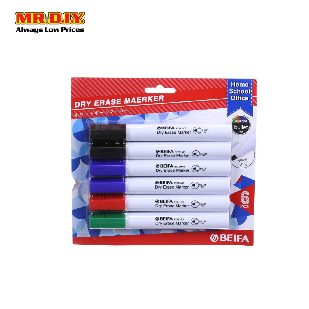BEIFA Whiteboard Marker Set ( 6 pcs ) | Shopee Malaysia