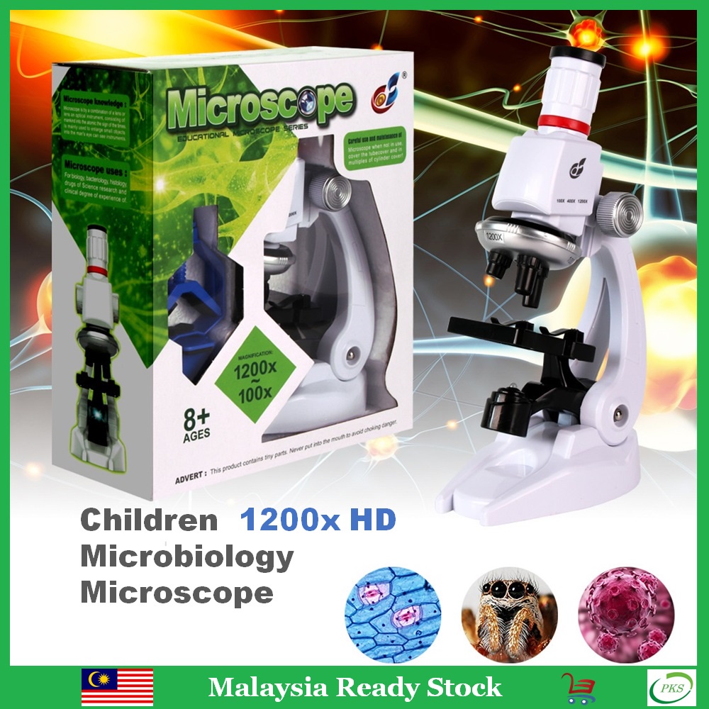 Children Microscope LED 100x 400x 1200x Magnification Kids Science ...