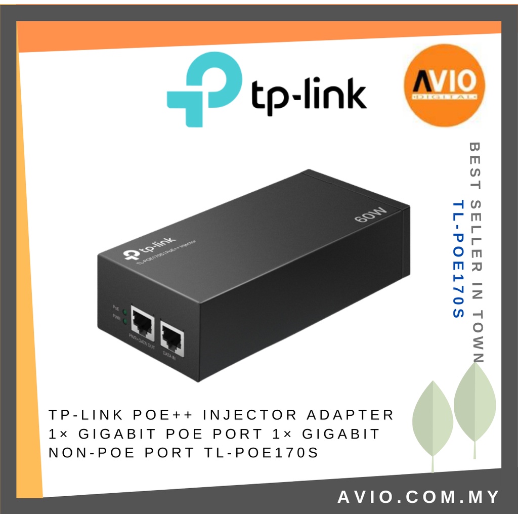 TP-LINK Tplink 60W POE PoE++ Injector Adapter 1 Gigabit PoE Port 1 Non ...