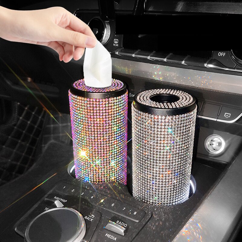 Crystal Car Tissue Box Metal Block Type Seat Back Rhinestone Reative ...