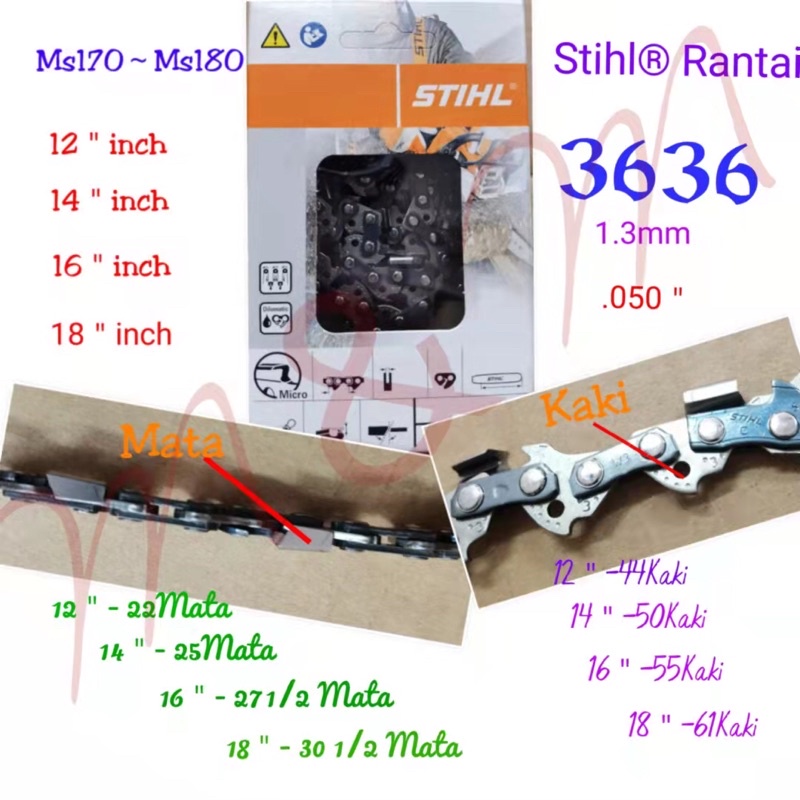 Stihl Rantai Ms170 Ms180 12”/14”/16”/18” | Shopee Malaysia