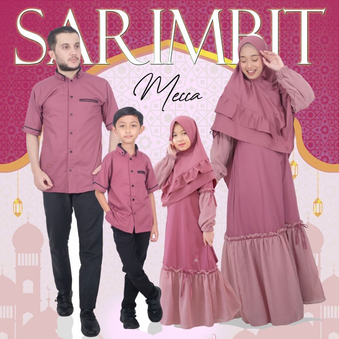 MERAH Muslim Clothing Suits Sarambit Moslem Family Husband And Wife ...