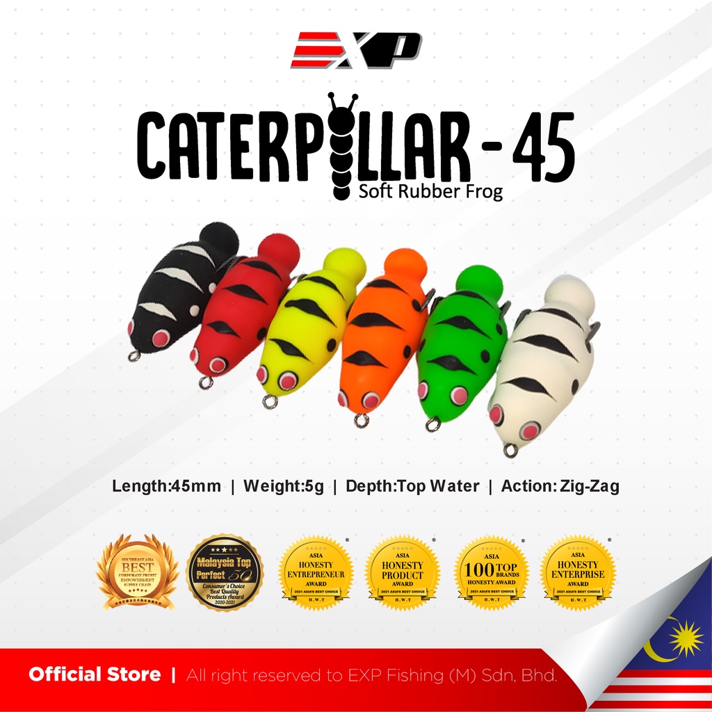 EXP caterpillar 45 Soft Rubber Frog Expert For Snakehead Hunter Haruan ...