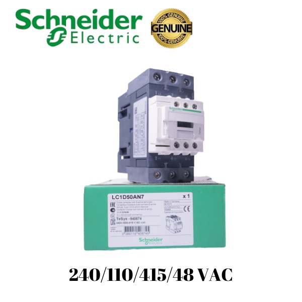 Schneider ( LC1-D50 ) 80A 1a1b AC Magnetic Contactor 3Pole 240/110/415 ...