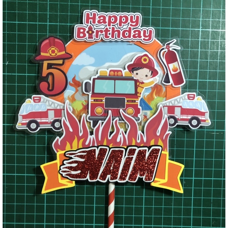 Fireman fire engine cake topper | Shopee Malaysia