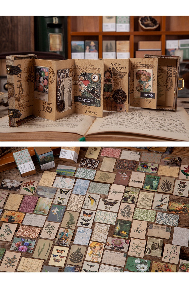 PINEDOT 100 Sheets Vintage Journaling Deco Paper Mini Booklet Matchbox ...