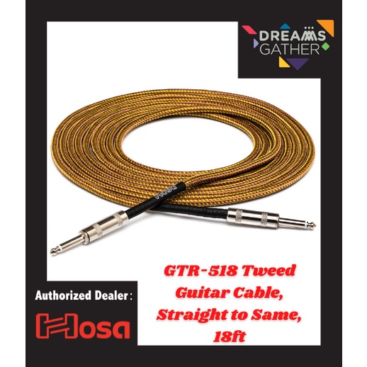 Hosa Tweed Guitar Cable, Straight to Same, 18ft (GTR-518 ) | Shopee ...