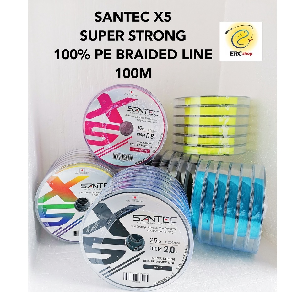 SANTEC X5 Super Strong PE Braided Line 100M Dark Green Yellow Black MODEL 2022 | Shopee Malaysia