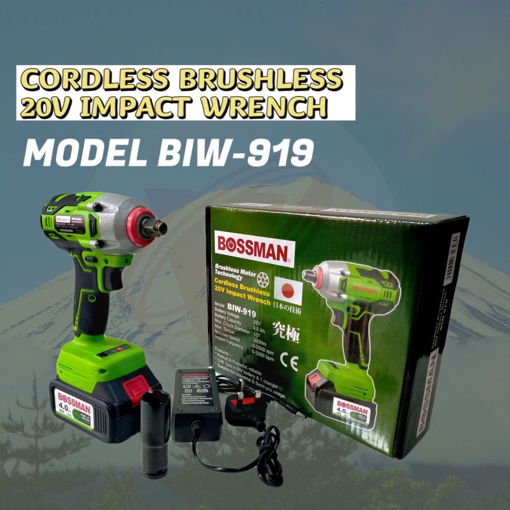 BOSSMAN BIW-919 20V Cordless Impact Wrench Brushless Motor | Shopee ...