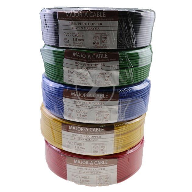 1.5 / 2.5 MM PVC Single Core Cable (100% Copper)(Made in Malaysia) copper wire / kabel elektrik ...
