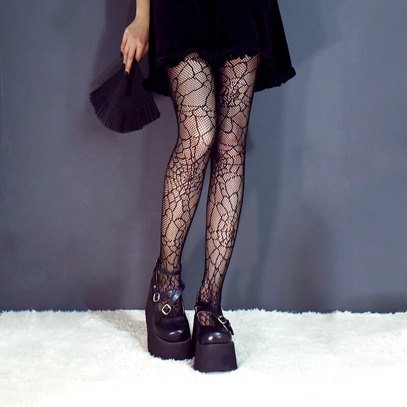 Spider Web Pattern Stockings Dark Black Goth Stockings Summer Tights ...
