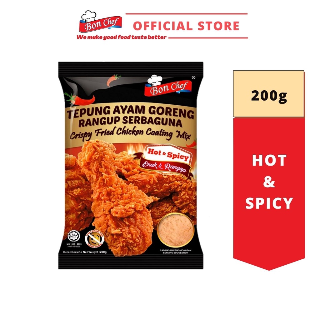 [ 200G x 1PACK ] Tepung Ayam Goreng HOT & SPICY Bon Chef | Shopee Malaysia