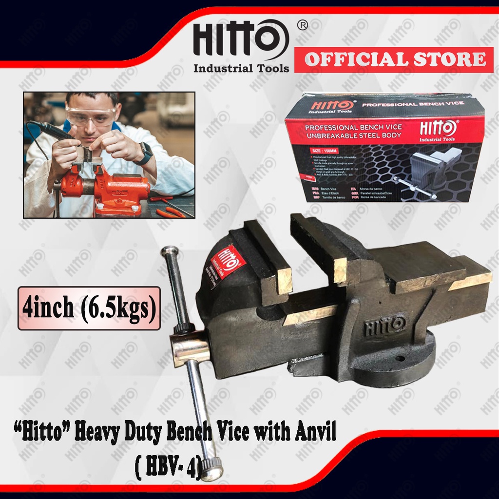[ HITTO ] Size 4" 100MM Professional Unbreakable Steel Bench Vice/Vise ...