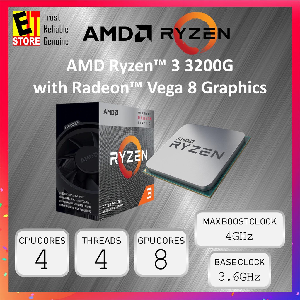 AMD PROCESSOR RYZEN 3 3200G WITH RADEON VEGA 8 GRAPHICS DESKTOP ...