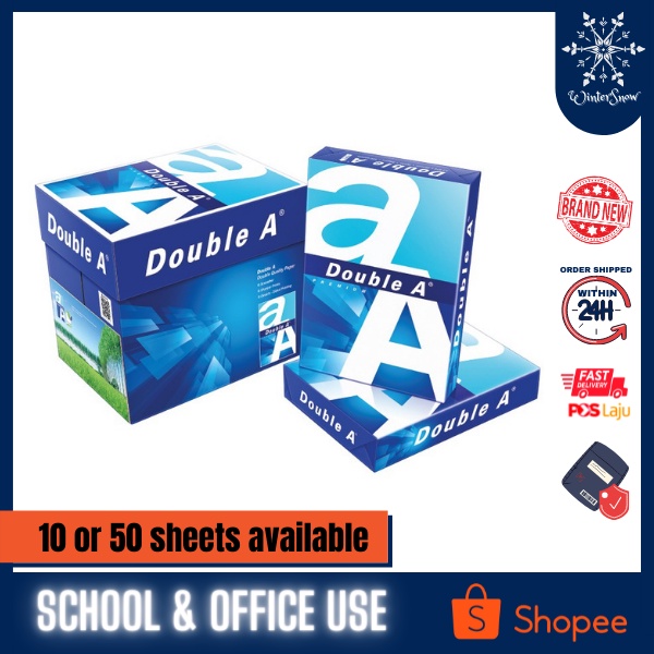 10 sheets / 50 sheets A4 Double A white paper 80gsm copier paper office ...
