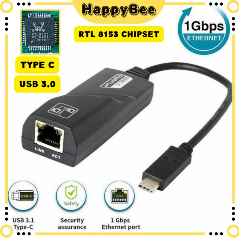 USB 3.0/TYPE C 3.0 (RTL-8153 ) to RJ45 1000mbps Gigabit Lan Adapter 10 ...