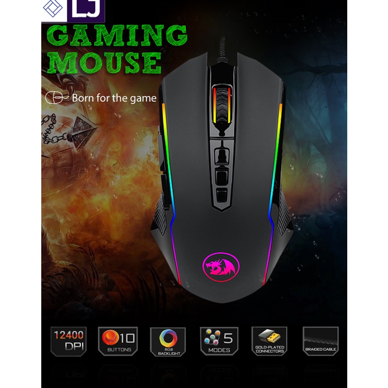 Redragon M910 RGB Wired 12400 DPI Programmable Computer Mouse Gaming ...