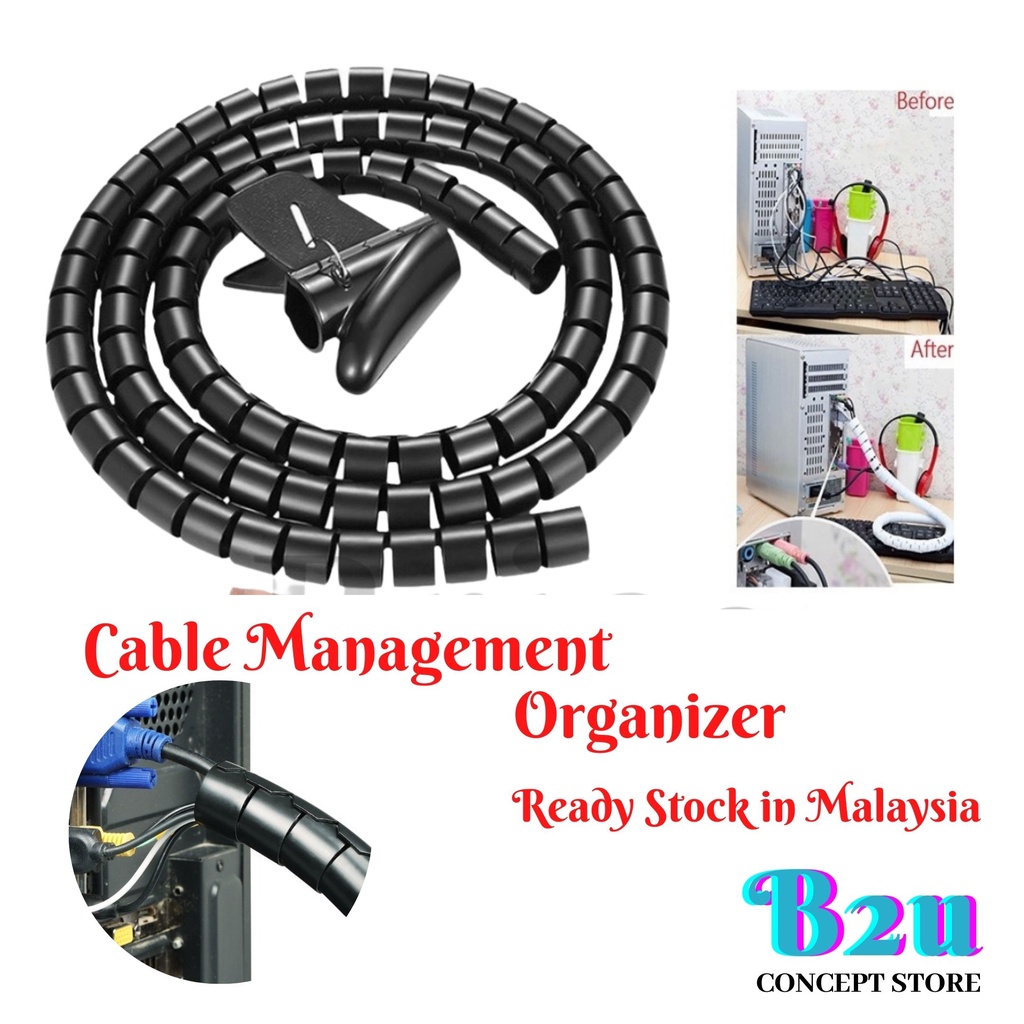 1Meter Cable Organizer Management Tube Sleeve Cable Management Flexible ...