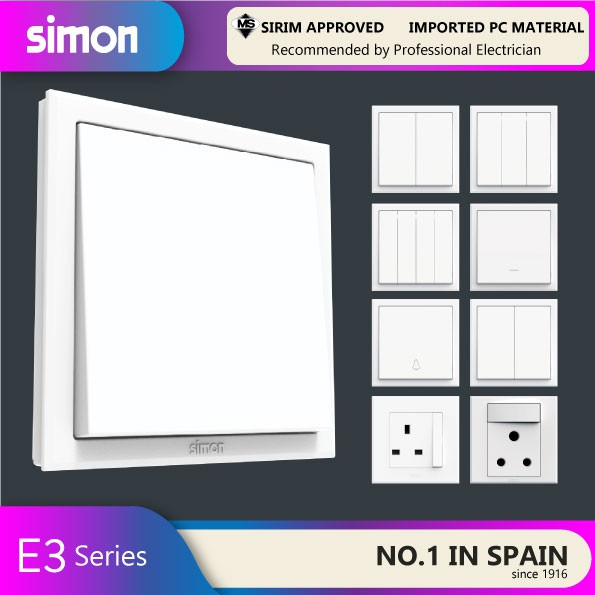 Simon E3 Series Switch // White & Silver // Suruhanjaya and SIRIM ...
