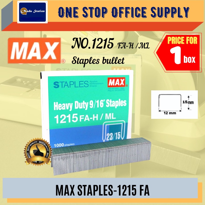MAX STAPLES NO:1215 (23/15) / Bullet Stapler / Ubat Stapler / Heavy ...