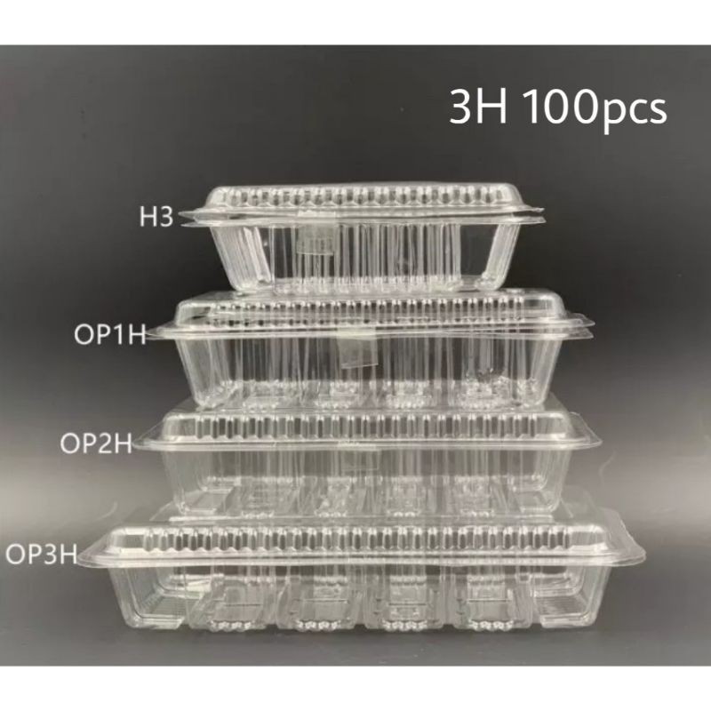 [READY STOCK] 3H Big Plastic Clear Transparent Container (100 pcs ...