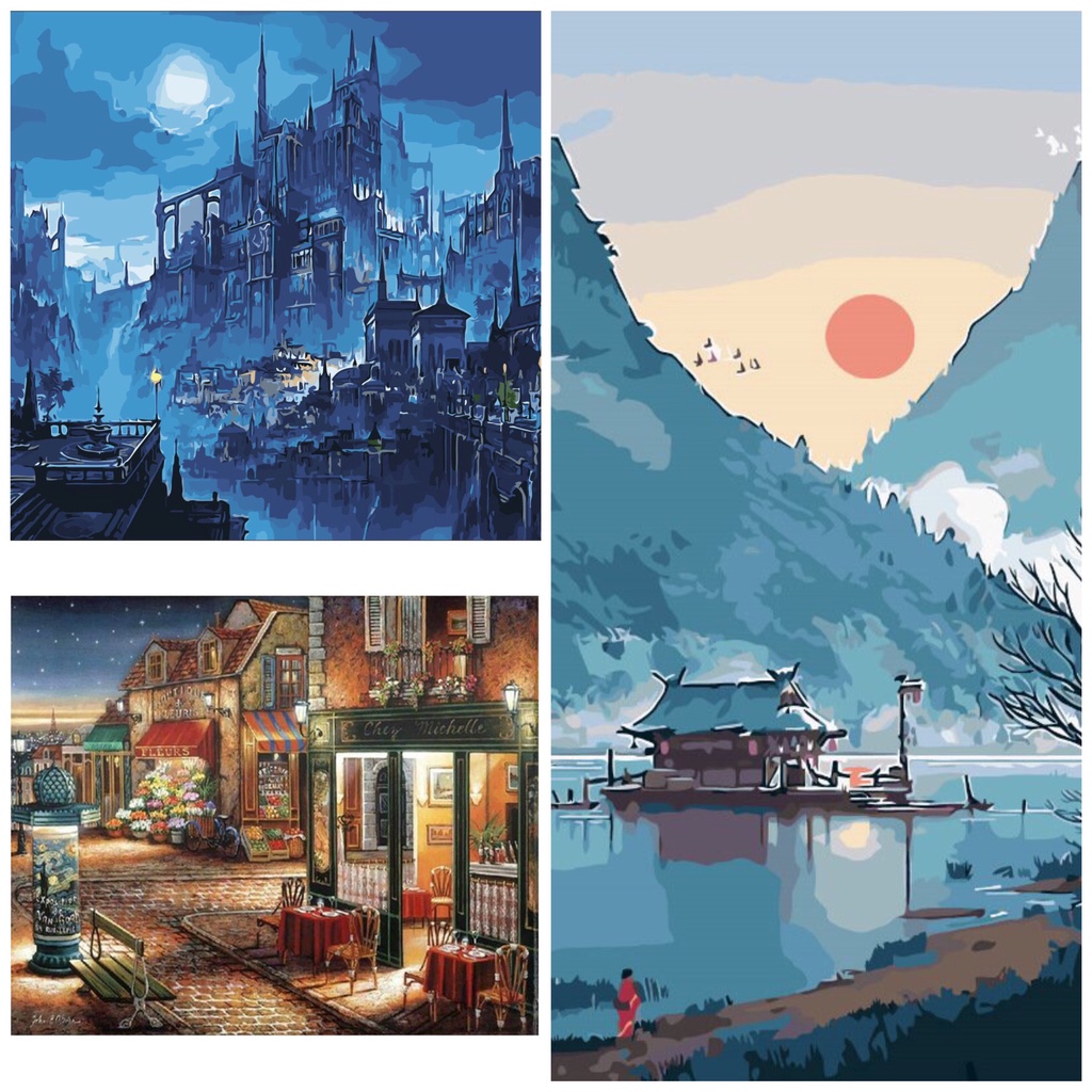 Digitized painting with frame, self-coloring digital oil painting of ...