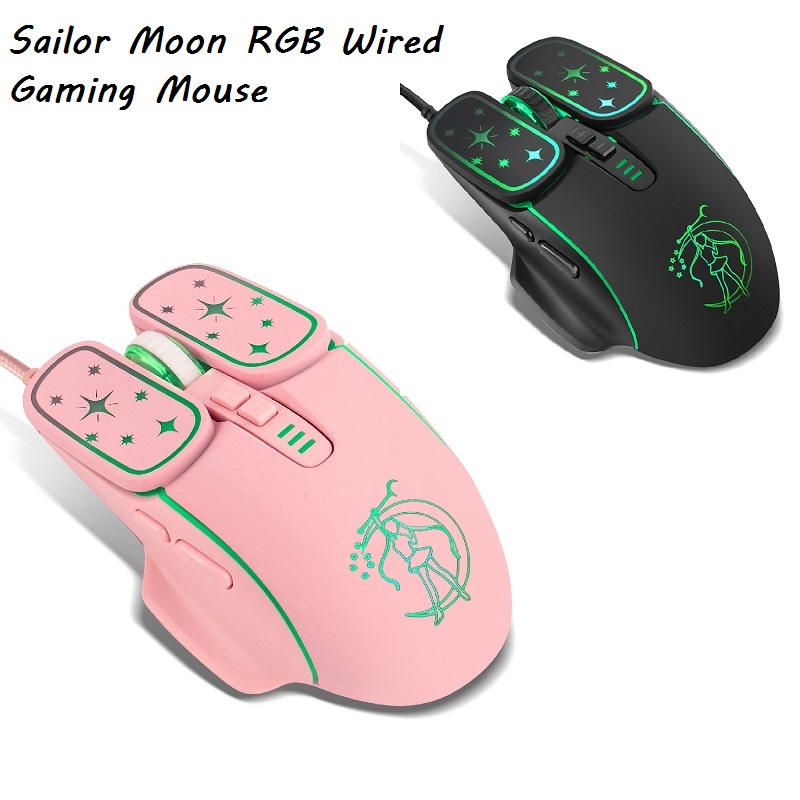 Sailor Moon Pink RGB Wired USB Gaming Mouses Office Silent Mouse for ...