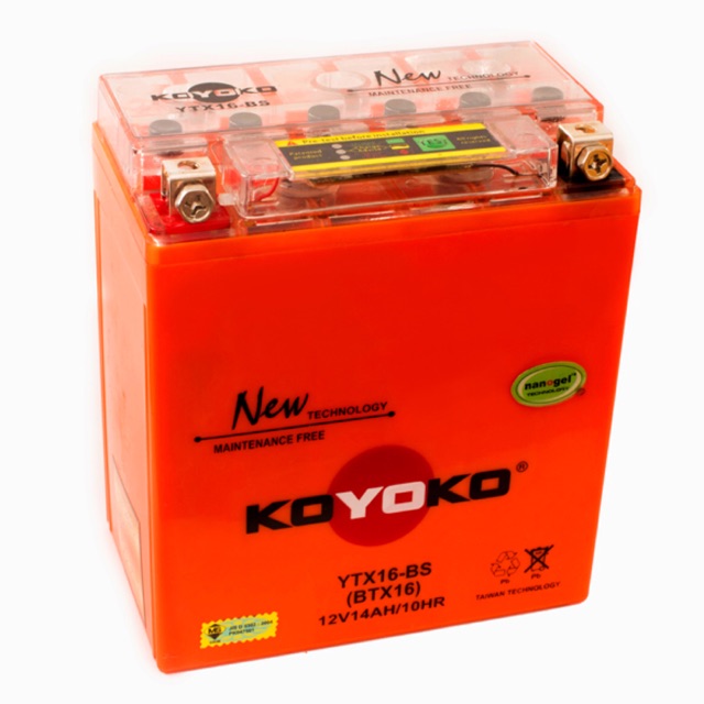 KOYOKO BATTERY • (YTX16-BS (BTX16) 12V14AH/10HR NANO-GEL) | Shopee Malaysia