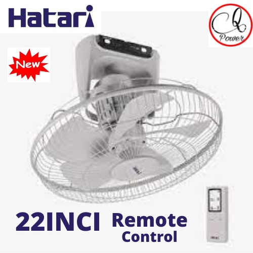 Hatari Industrial Fan 22-Inch IC22R1 (Silver Grey) 5 Blade Remote ...