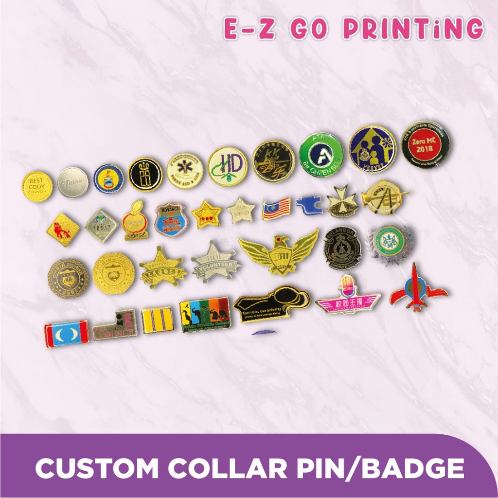 Custom Shape (Cut into shape) Collar Pin [MIN ORDER 30PCS] | Shopee ...