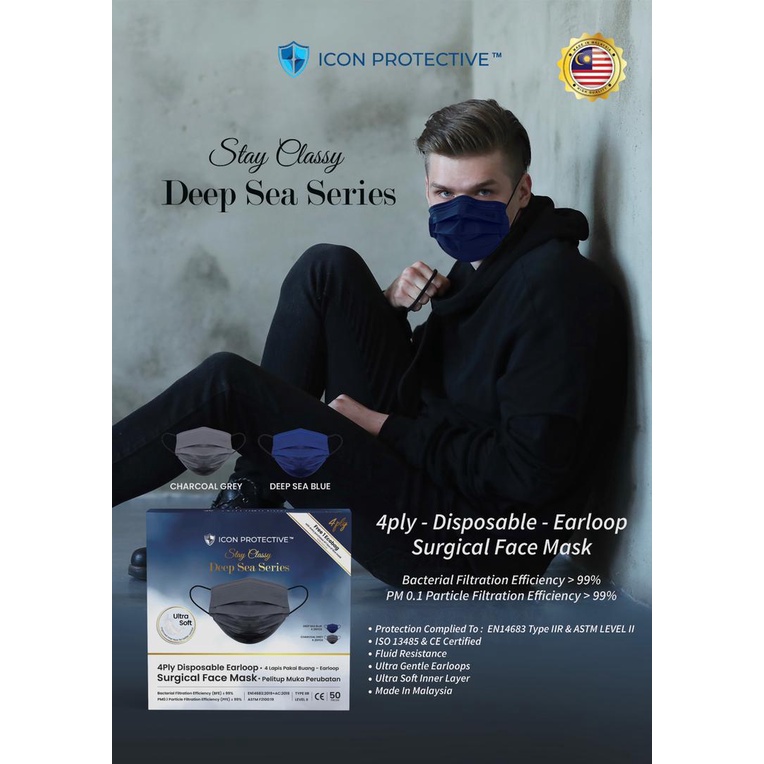 [Buy 1 premium box FOC 1 Eco Bag] Icon Premium Surgical Mask 4ply 4层 Ultra Soft BFE & PFE >99%🔥 ...