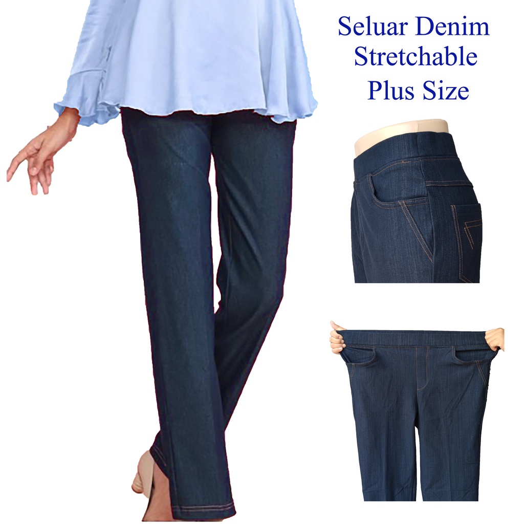 Seluar Denim Jeans Stretchable High Waist Straight Cut 1801 (M - 6XL) | Shopee Malaysia