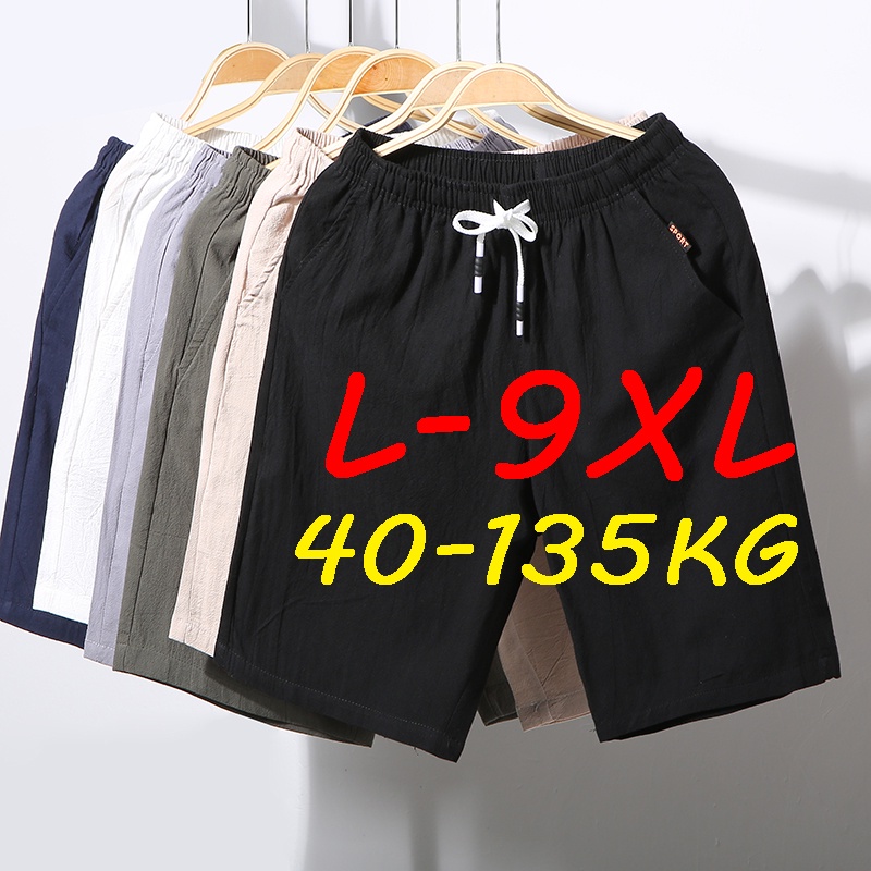 L-9XL Seluar Pendek Linen Lelaki Seluar Casual Saiz Besar Murah / Men's Plus Size Shorts ...