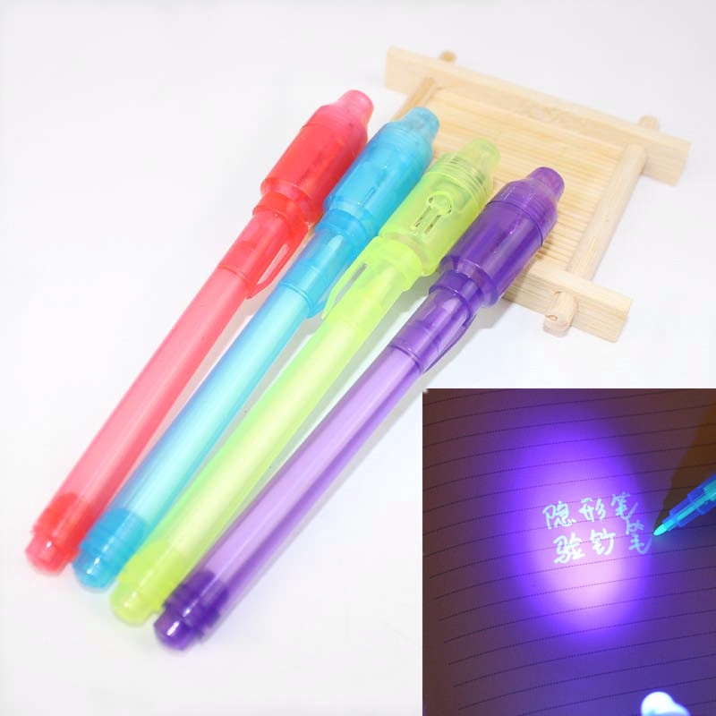 2 in 1 Luminous Light Invisible Ink Pen UV Check Money Light Toy Kids ...