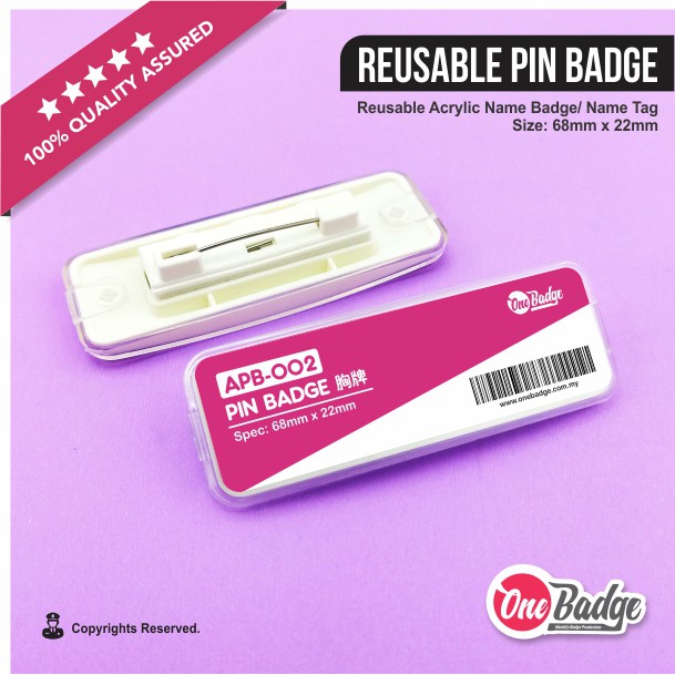 Reusable Acrylic Name Tag | Pin Back Name Badge 68mm x 22mm- APB-002 ...