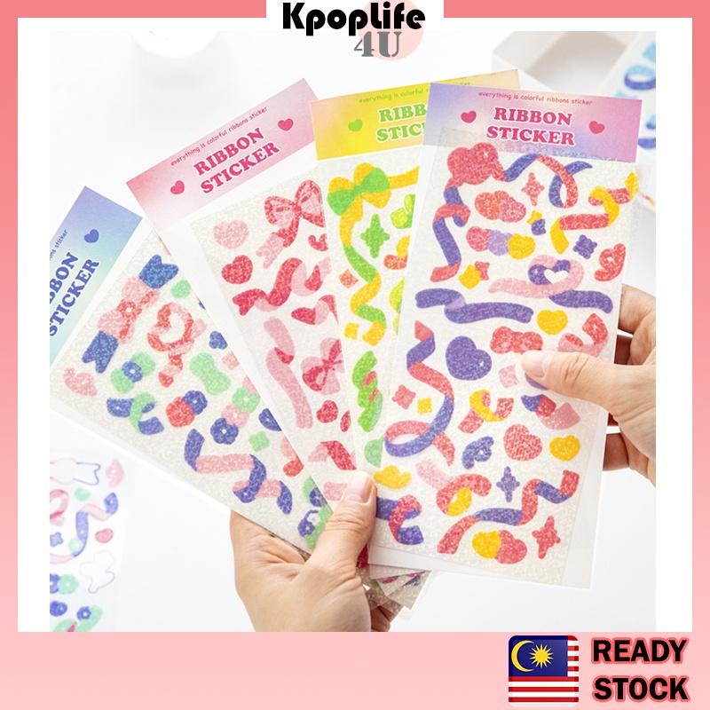 Glitter Ribbon Deco Sticker Photocard Album Diary Handphone Case DIY ...