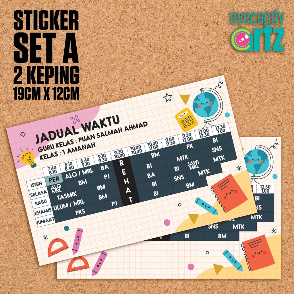 [2025] Sticker Jadual Waktu Sekolah (19cm x 12cm) | Custom School ...