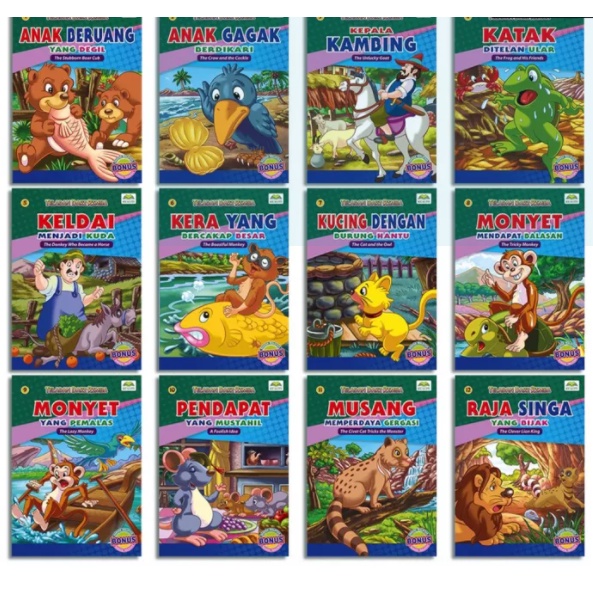 12 Buku dalam 1 Set KOLEKSI SIRI ANGGUR BUKU CERITA dwibahasa BAHASA ...