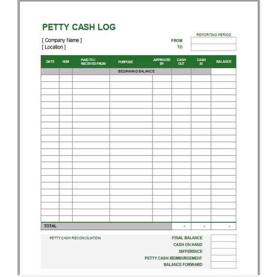 [#20] Petty Cash Log Excel Template / Template Excel Kira-Kira Tunai Runcit (Financial Reporting ...