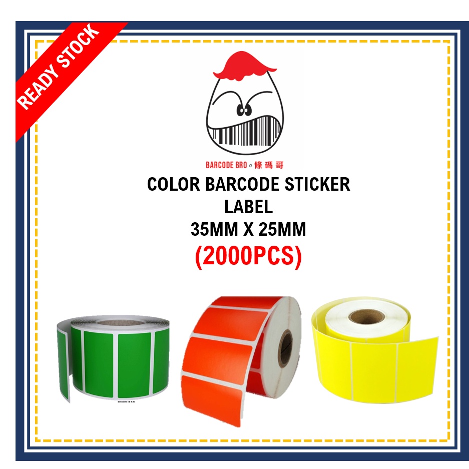 *RM10ROLL ONLY* Orange Green Barcode Label sticker 35mm x 25mm (2000pcs ...