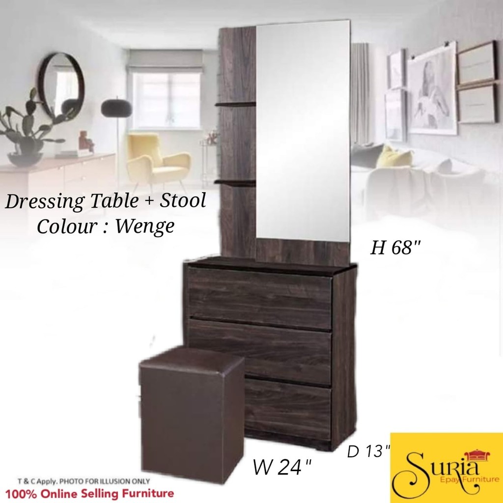 Dressing Table & Stool / Meja Solek & bangku / Meja Make-up | Shopee ...