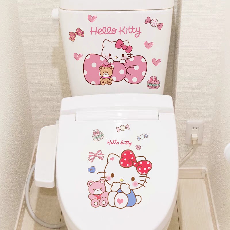 Hello Kitty Toilet Stickers Set Cute Toilet Lid Decals Cartoon Pink ...
